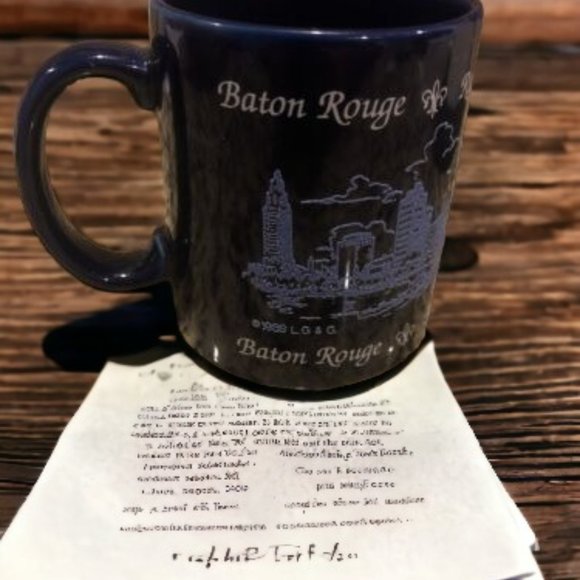 Dining | Vtg 1989 Lgg Blue Etched Baton Rouge Red Stick Louisiana ...